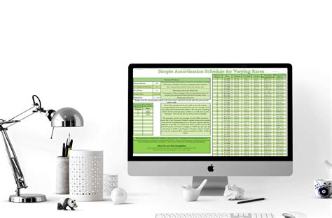 Easy To Use Amortization Schedule With Variable Interest Rates Etsy
