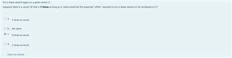 solved for a linear search apply on a given vector v