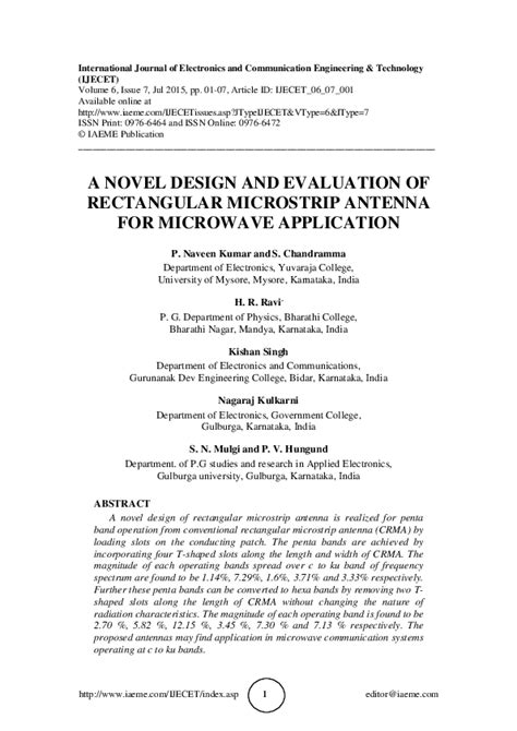pdf a novel design and evaluation of rectangular microstrip antenna