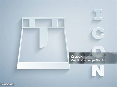 회색 배경에 격리 된 종이 컷 스커트 아이콘 종이 아트 스타일 벡터 0명에 대한 스톡 벡터 아트 및 기타 이미지 0명 3차원 형태 그림자 Istock