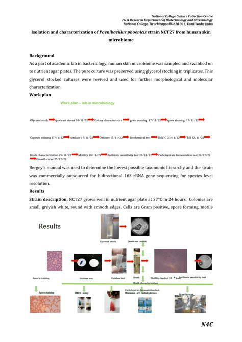 Pdf Isolation And Characterization Of Paenibacillus Phoenicis Strain Nct27 From Human Skin
