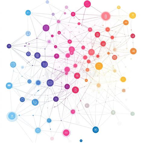 Vibrant Network Of Colorful Nodes And Connections In A Complex Web