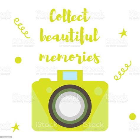 구식 컬러 카메라입니다 플랫 스타일입니다 흰색 바탕에 아름 다운 순간을 수집 하는 비문 겉창에 대한 스톡 벡터 아트 및 기타 이미지 겉창 고풍스런 녹색 Istock