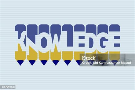 펜 기호 창의적인 아이디어 디자인이 있는 지식 텍스트 지식 타이포그래피 부정적인 공간 단어 벡터 그림입니다 개념에 대한 스톡