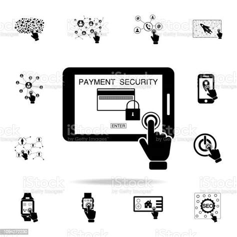 터치 스크린 아이콘 지불 보안 개념입니다 디지털 터치 아이콘의 자세한 설정 합니다 프리미엄 그래픽 디자인입니다 웹사이트 웹
