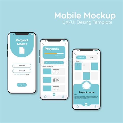 Colored Mobile App Mockup Templates Vector Stock Vector Illustration