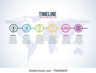 Perspective World Map Infographic Colorful Pointers Stock Vector