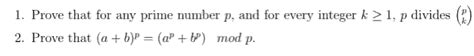 Solved Prove That For Any Prime Number P ﻿and For Every
