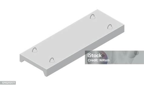 흰색 배경에 격리된 벡터 일러스트레이션 콘크리트 슬래브입니다 채널 판자 아이콘이 등각보기에서 볼 수 있습니다 평면 스타일의 바닥과 천장슬래브 건축 목적으로 건축 자재 강철에