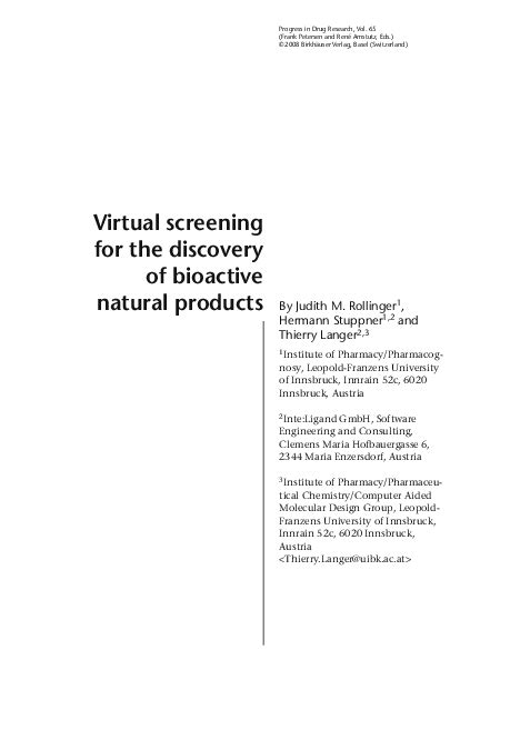 Pdf Virtual Screening For The Discovery Of Bioactive Natural Products