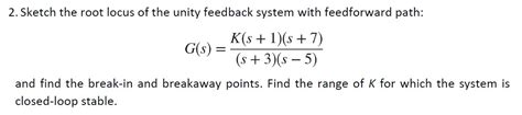 Solved Sketch The Root Locus Of The Unity Feedback System Chegg
