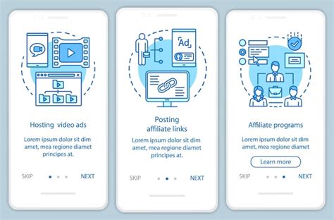 Premium Vector Digital Marketing Tactics Blue Onboarding Mobile App