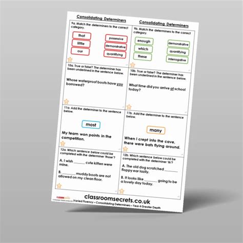 Year 4 Consolidating Determiners Varied Fluency Resource Classroom Secrets