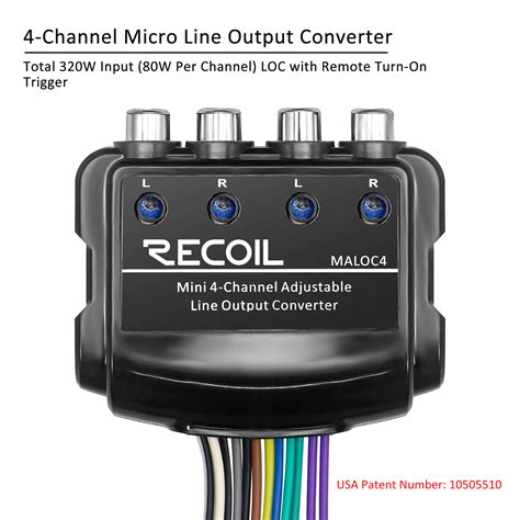 MALOC4 4 Channel Adjustable Micro Line Output Converter With 10V Output And Remote Turn On