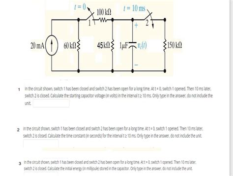 solved in the circuit shown switch 1 has been closed and