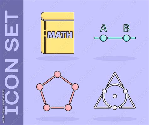Set Triangle Math Book With Word Mathematics Geometric Figure Pentagonal Prism And Graph