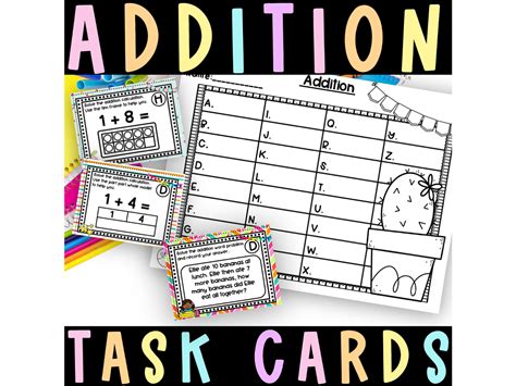 Addition To Practise Task Cards Number Line Ten Frames Part Part Whole Word Problems Group