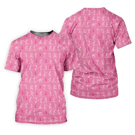 Funny Stick Figure Womens Golf Shirt Breast Cancer Awareness Shirt P