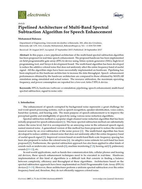 multi band spectral subtraction algorithm for speech enhancement pdf