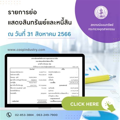 รายการย่อแสดงสินทรัพย์และหนี้สิน ณ วันที่ 31 สิงหาคม 2566