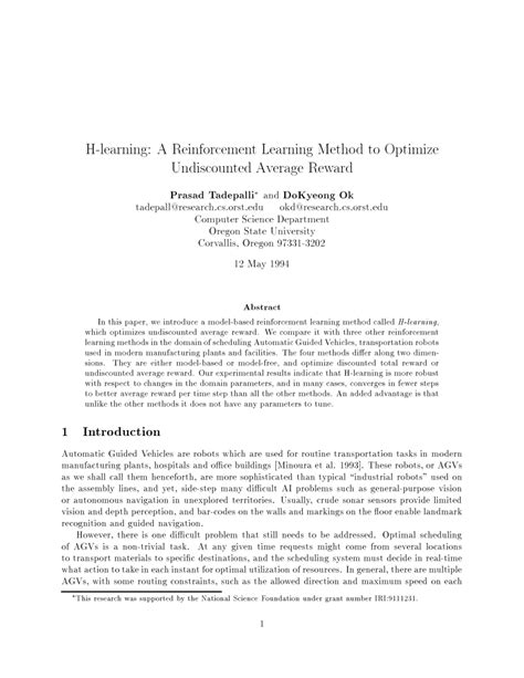 pdf h learning a reinforcement learning method to optimize