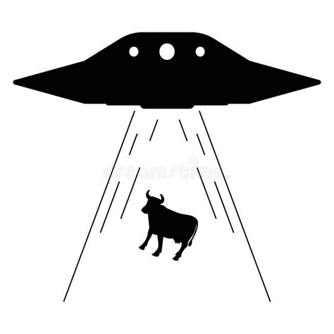 Black And White Ufo Abducts A Cow Vector Of Ufo For A Website Or Mobile Application On White