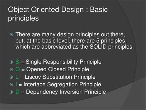 Object Oriented Design Solid Principles