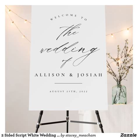 2 Sided Script White Wedding Welcome Foam Board Zazzle