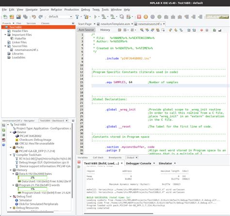 mplabx xc16 start assembler programmierung