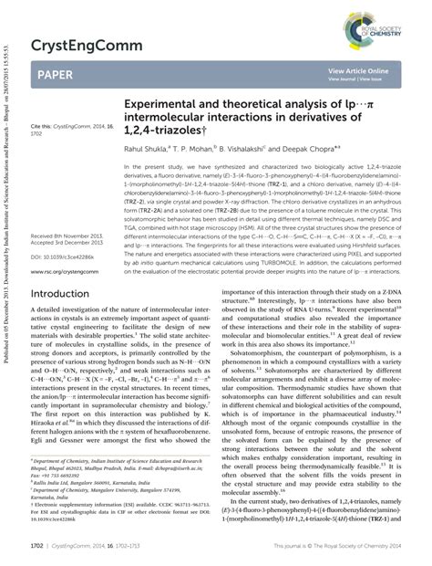 Pdf Experimental And Theoretical Analysis Of Lp⋯π Intermolecular Interactions In Derivatives