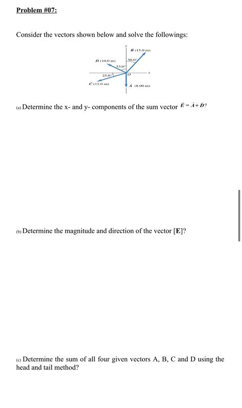 Solved Problem Consider The Vectors Shown Below And Chegg