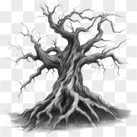 Download Ancient Tree Drawing With Roots Outstretched Sketches Online Creative Fabrica