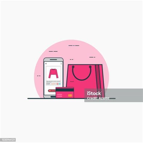 스마트 폰 개념으로 온라인 여성 의류를 구입하기위한 일러스트 레이션 플랫 스타일 디자인 벡터 0명에 대한 스톡 벡터 아트 및 기타 이미지 Istock