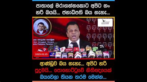 පාතාලේ මරාගන්නකොට අපිටනං බයයි ජනාධිපති බය නැහැ Youtube