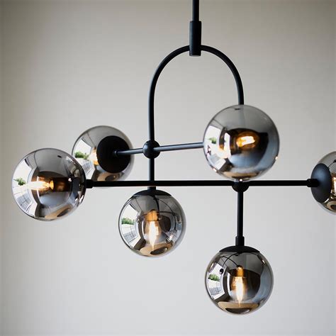 Modern 6 Light Globe Smoked Black Ceiling Stillorgan Decor