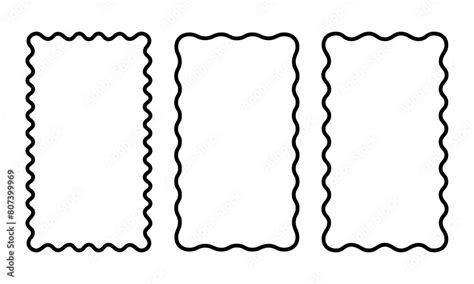 Set Of Vertical Rectangle Frames With Wavy Edges Rectangular Shapes With Curvy Borders Mirror