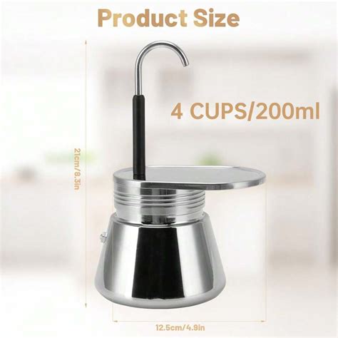 1pc 200ml Stainless Steel Single Shot Moka Pot Italian Stove Top