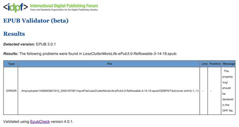 Help Epub Validator Error The Property Apple Community