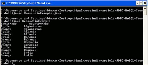 Java Cross Join Mysql