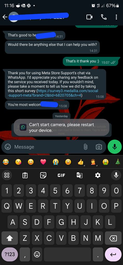 can t start camera r whatsapp