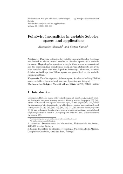 Pdf Pointwise Inequalities In Variable Sobolev Spaces And Applications