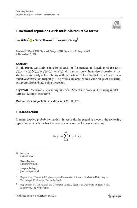 PDF Functional Equations With Multiple Recursive Terms