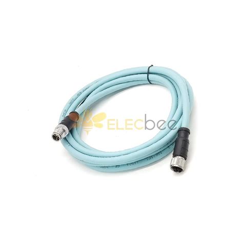 Elecbee M12 8 Pin X Code Male To Female High Flex Cat7 Industrial Ethernet Twisted Pair Cable