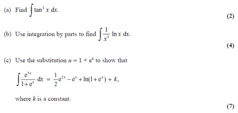 Exam Questions Integration By Parts ExamSolutions
