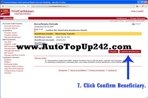 Direct Bank Transfer CIBC AutoTopUp242