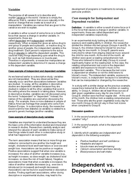 variables pdf dependent and independent variables experiment