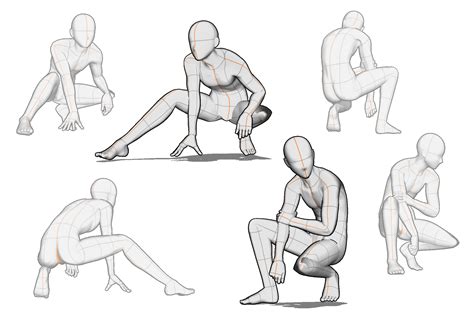 Crouching Pose Drawing