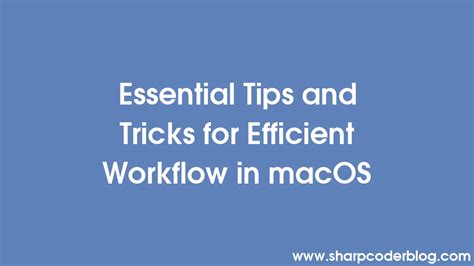 Essential Tips And Tricks For Efficient Workflow In Macos Sharp Coder Blog