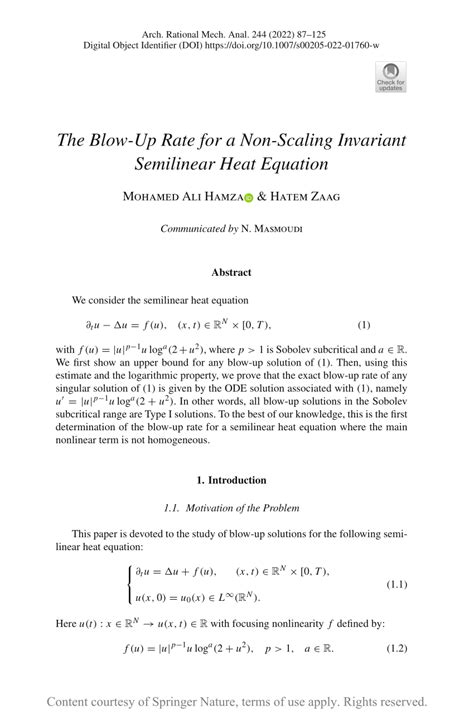 The Blow Up Rate For A Non Scaling Invariant Semilinear Heat Equation Request Pdf