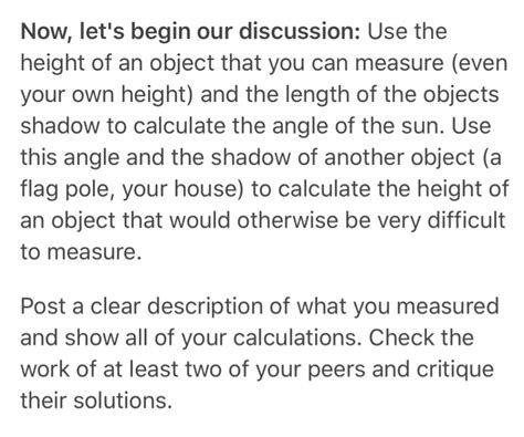 Solved Now Let S Begin Our Discussion Use The Height Of An Chegg